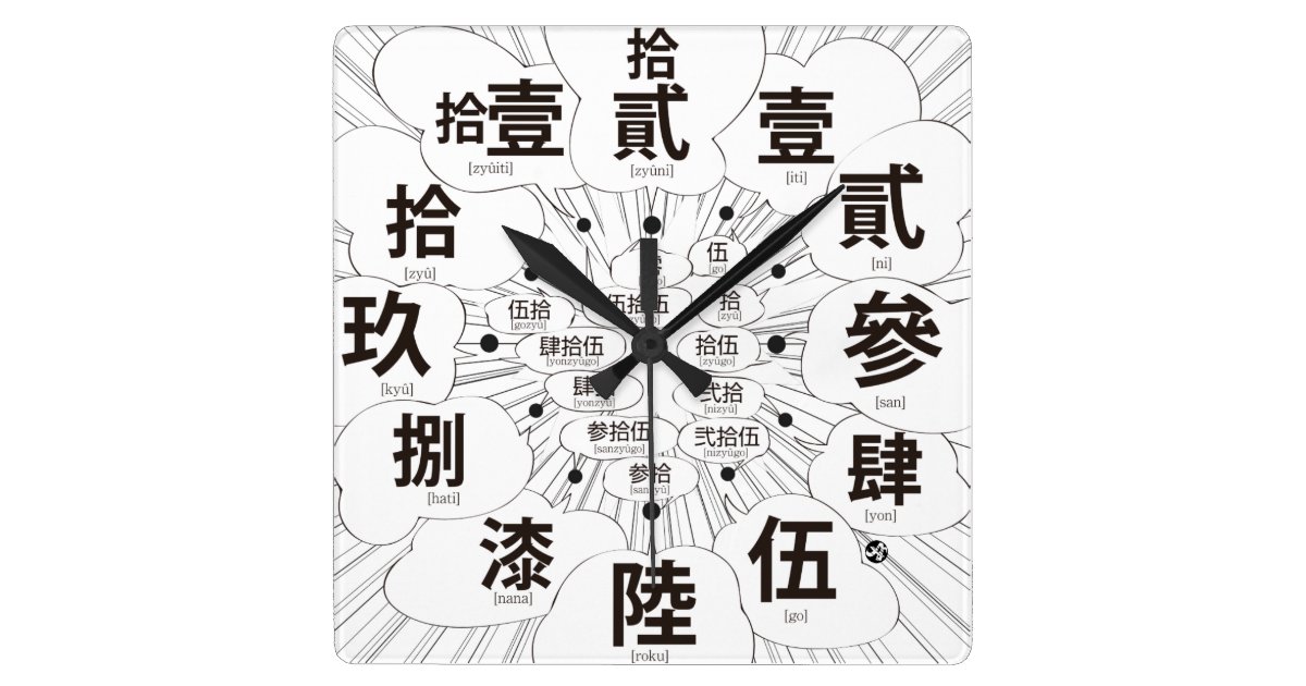 Japan old kanji style like MANGA [white face] Square Wall Clock ...