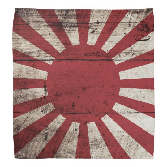 Japan Rising Sun Flag on Old Wood Grain Bandana | Zazzle.com
