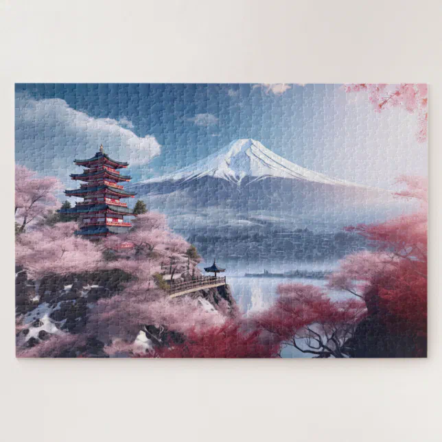 Japan, Sakura and Fuji landscape Jigsaw Puzzle | Zazzle