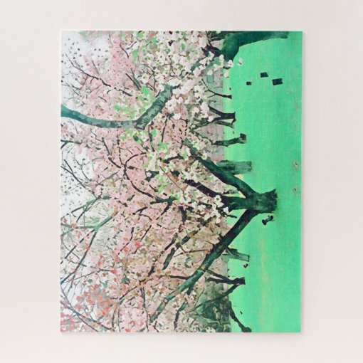 Japan Sakura cherry blossom landscape challenging Jigsaw Puzzle | Zazzle