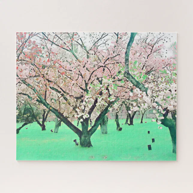 Japan Sakura cherry blossom landscape challenging Jigsaw Puzzle | Zazzle