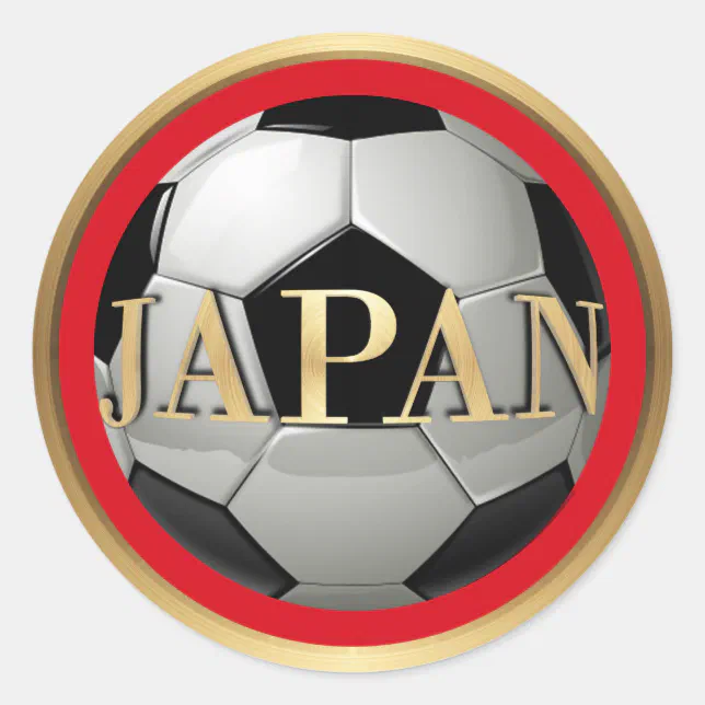 Japan Soccer Ball with Golden Frame Classic Round Sticker | Zazzle