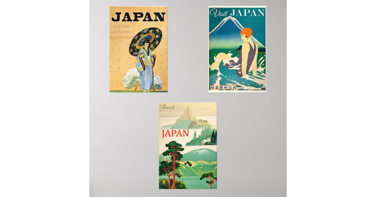 Japan vintage posters wall art sets | Zazzle
