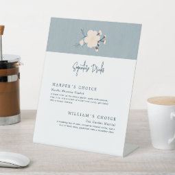 Japandi cherry flower signature drinks wedding pedestal sign | Zazzle