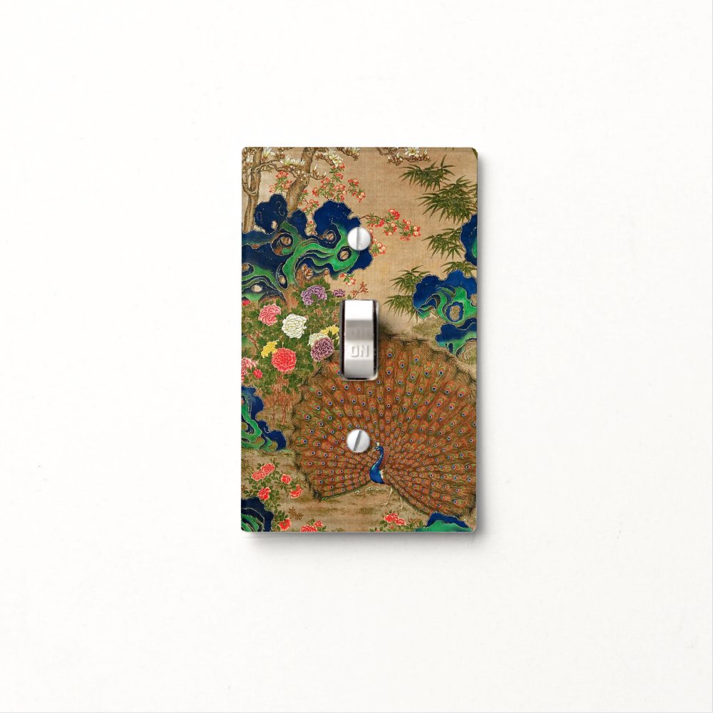 Japanese Art 17th Century Peacock and Flowers Light Switch Cover Single ...