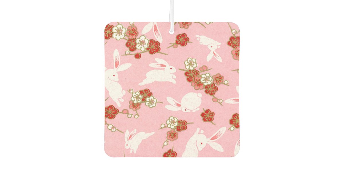 Japanese Art: Pink Sakuras & Rabbits Car Air Freshener | Zazzle
