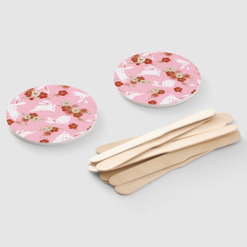 Japanese Art Pink Sakuras & Rabbits Hand Fan | Zazzle