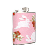 Japanese Art: Pink Sakuras & Rabbits Hip Flask | Zazzle