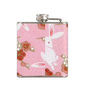 Japanese Art: Pink Sakuras & Rabbits Hip Flask | Zazzle