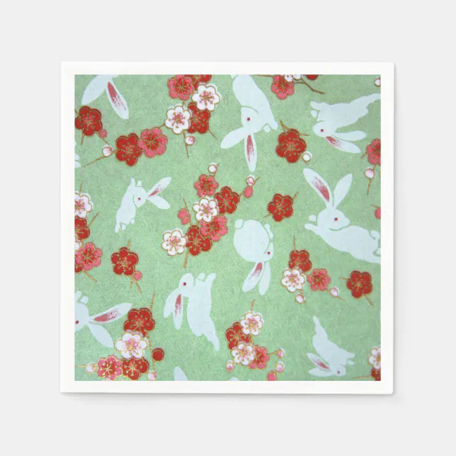 Japanese Art - Sakuras and Rabbits Paper Napkins | Zazzle