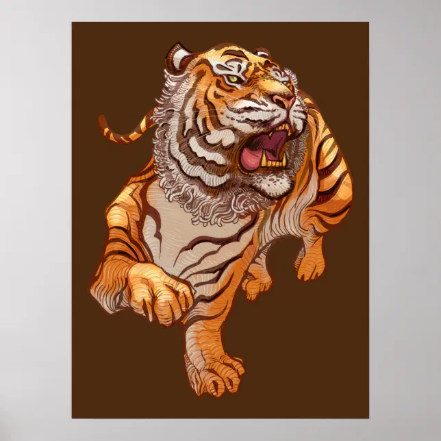 Japanese Art Style Tiger Poster | Zazzle