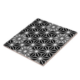 Japanese Asanoha or Star Pattern, Black and White Ceramic Tile | Zazzle