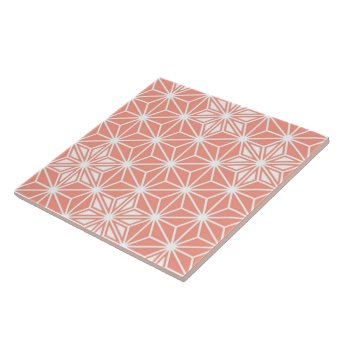 Japanese Asanoha or Star Pattern, coral pink Ceramic Tile | Zazzle