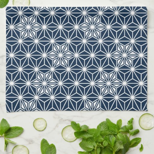 Japanese Asanoha or Star Pattern, indigo blue Towel | Zazzle