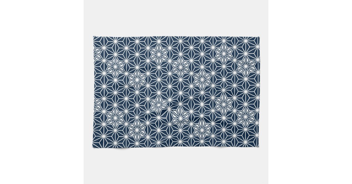Japanese Asanoha or Star Pattern, indigo blue Towel | Zazzle