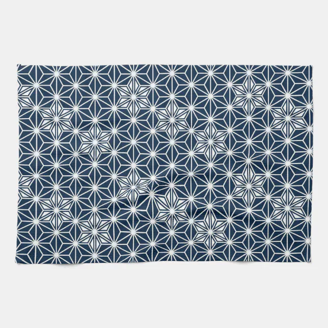 Japanese Asanoha or Star Pattern, indigo blue Towel | Zazzle