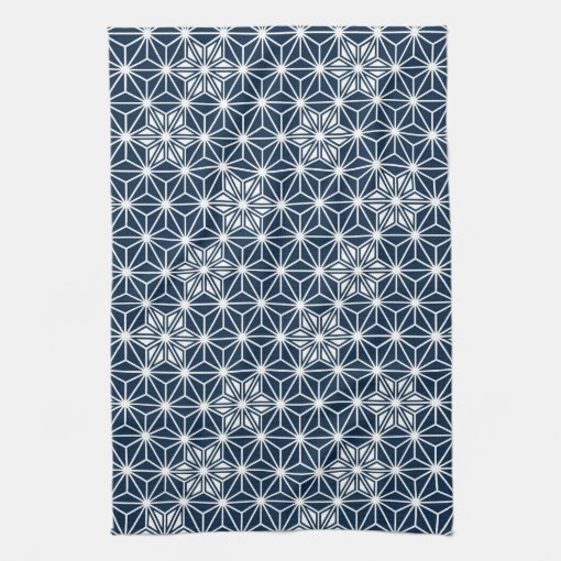 Japanese Asanoha or Star Pattern, indigo blue Towel | Zazzle