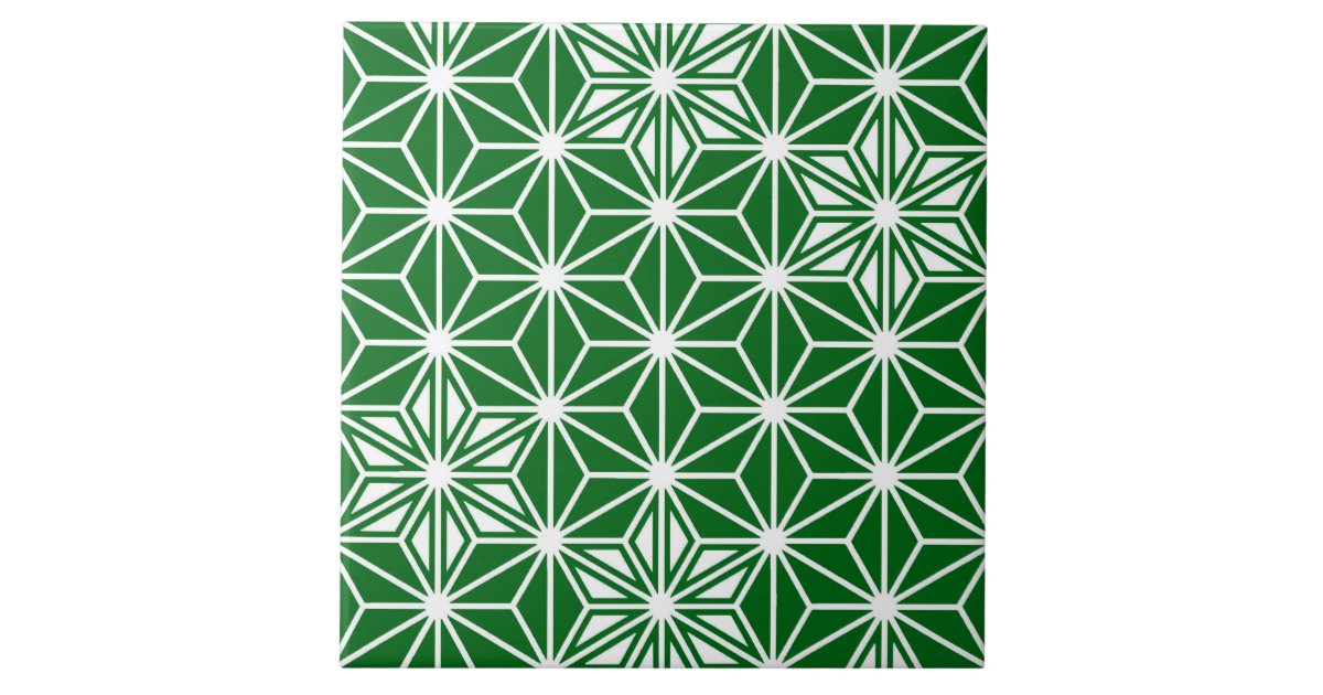 Japanese Asanoha or Star Pattern, pine green Tile | Zazzle