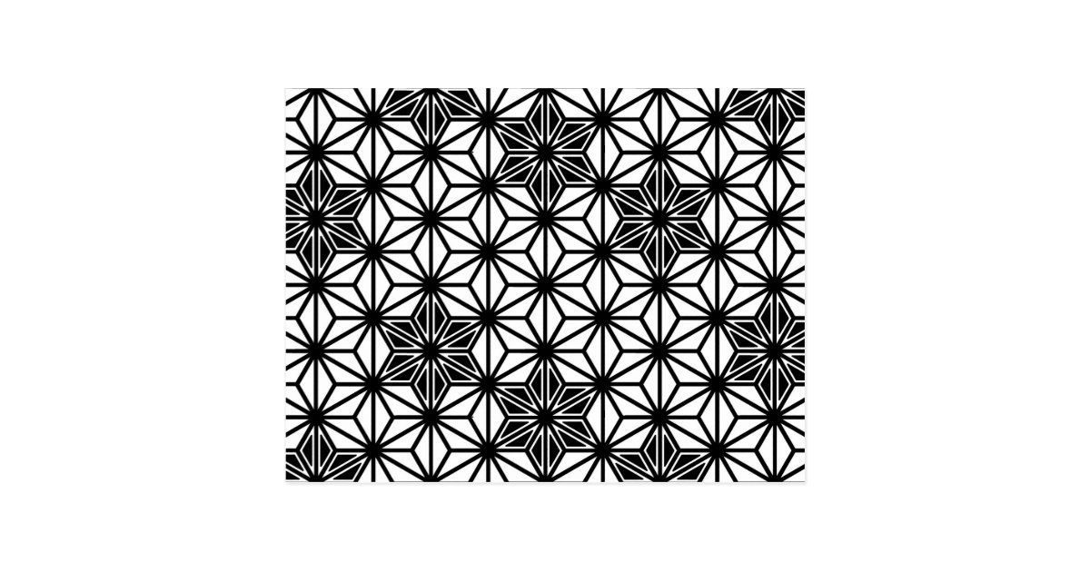 Japanese Asanoha or Star Pattern, white and black Postcard | Zazzle.com
