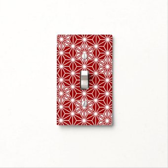 Japanese Asanoha Pattern, Dark Red Light Switch Cover | Zazzle