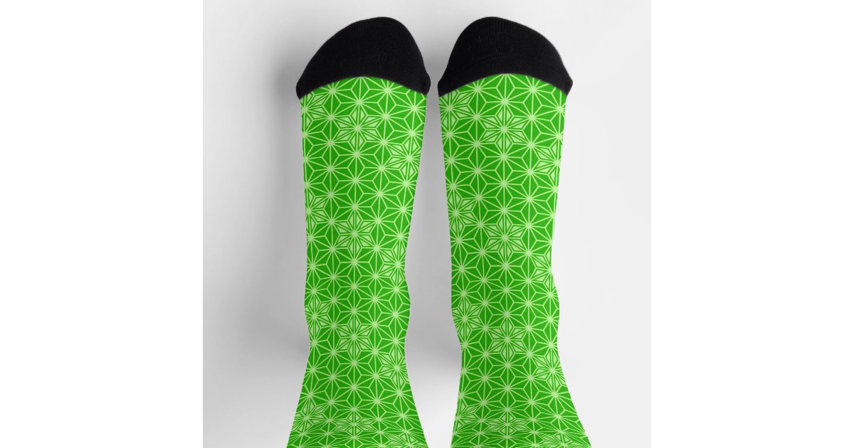 Japanese Asanoha pattern, jade green Socks | Zazzle