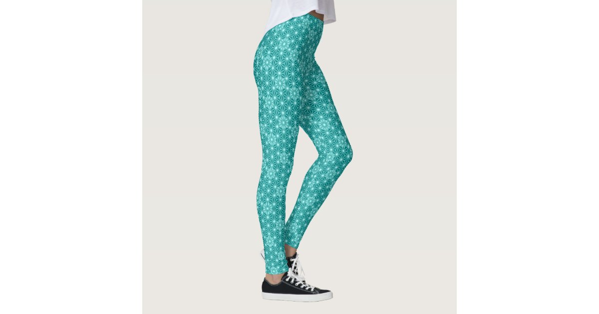 Japanese Asanoha pattern - turquoise Leggings | Zazzle