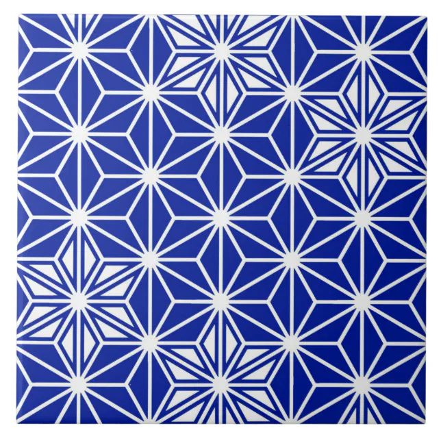 Japanese Asanoha / Star Pattern, Cobalt Blue Ceramic Tile | Zazzle