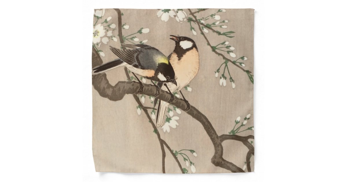 Japanese Asian Bird Chickadee Songbird Bandana | Zazzle