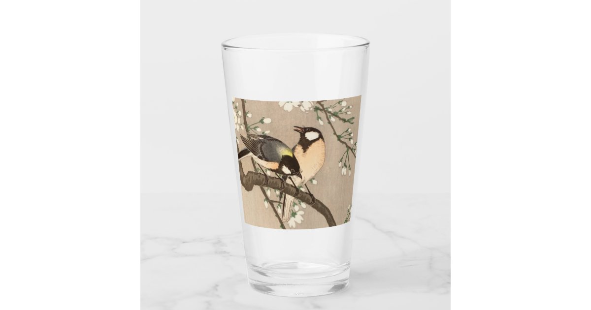 Japanese Asian Bird Chickadee Songbird Glass | Zazzle
