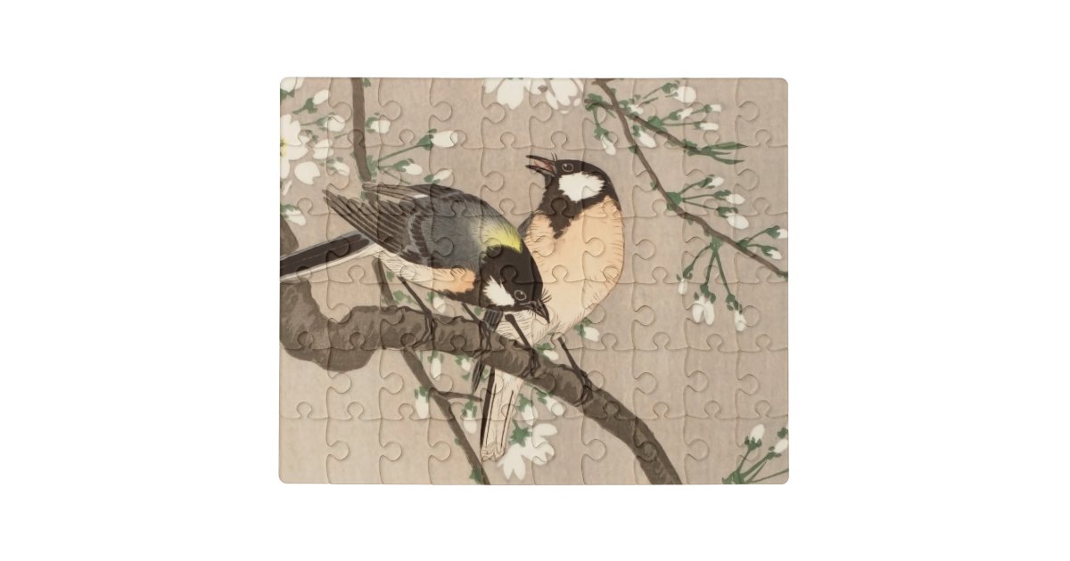 Japanese Asian Bird Chickadee Songbird Jigsaw Puzzle | Zazzle