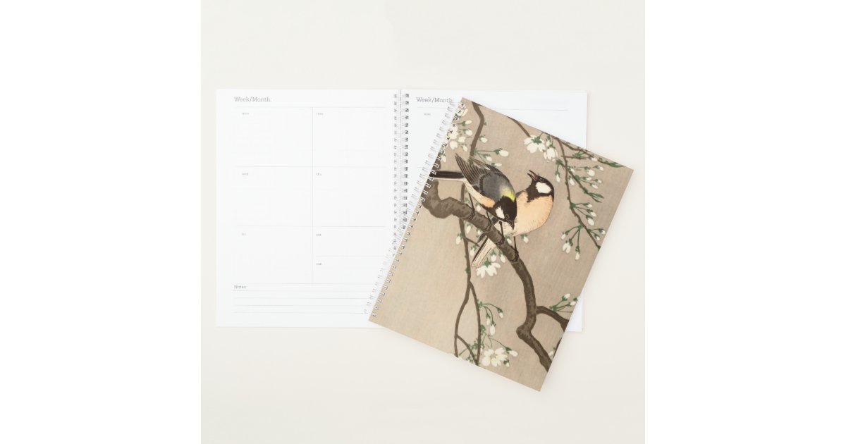 Japanese Asian Bird Chickadee Songbird Planner | Zazzle