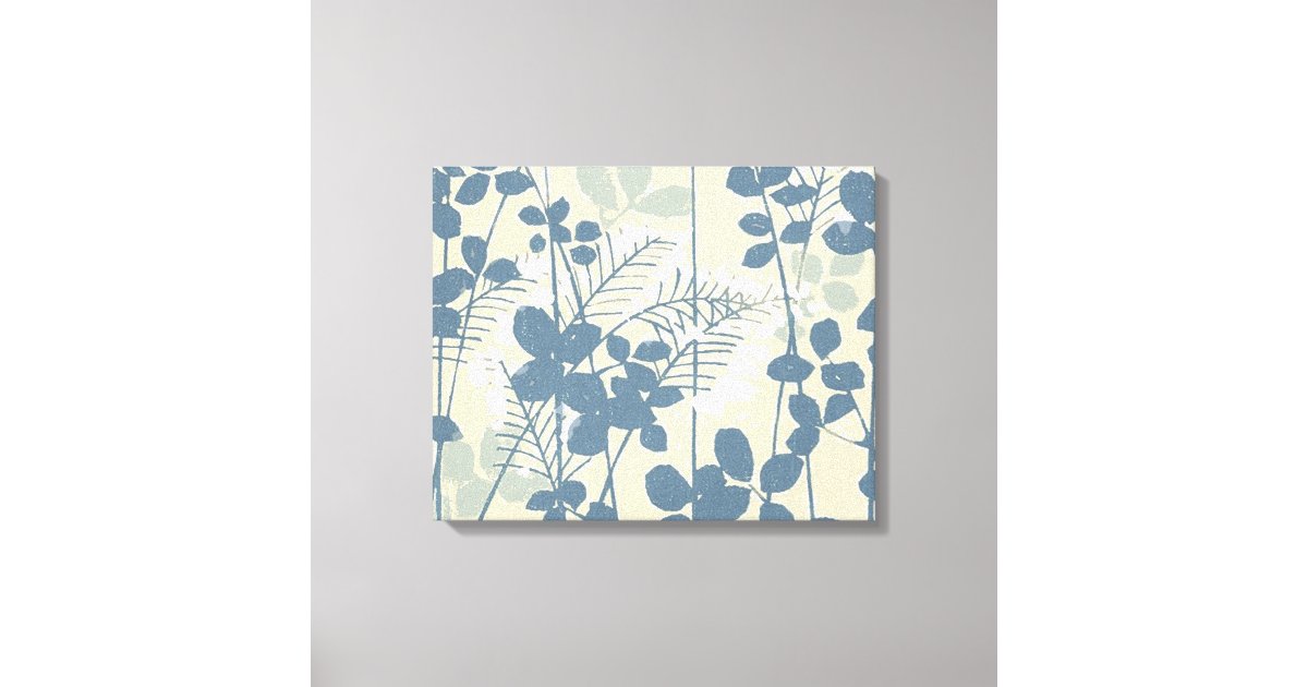 Japanese Asian Blue Leaf Flower Canvas Print | Zazzle