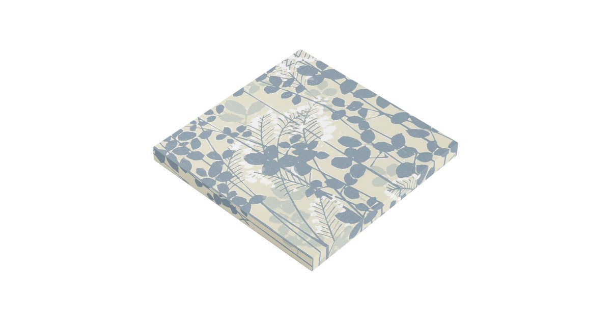 Japanese Asian Blue Leaf Flower Gallery Wrap | Zazzle