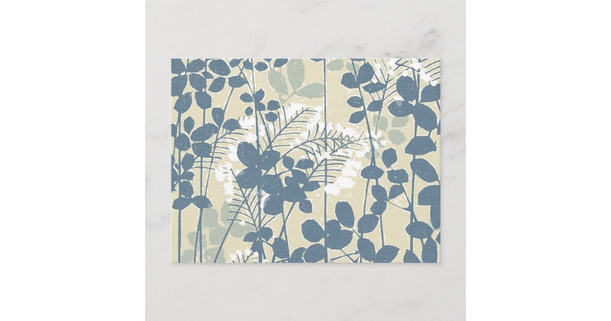 Japanese Asian Blue Leaf Flower Postcard | Zazzle