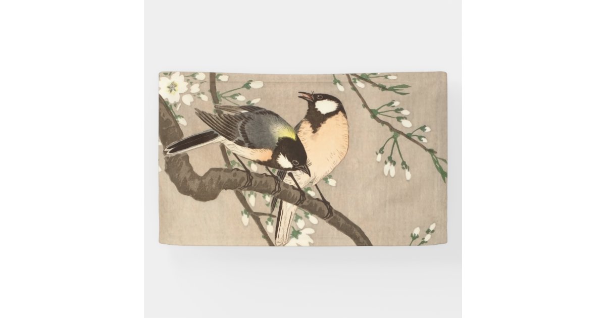Japanese Asian Koson Bird Chickadee Songbird Banner | Zazzle