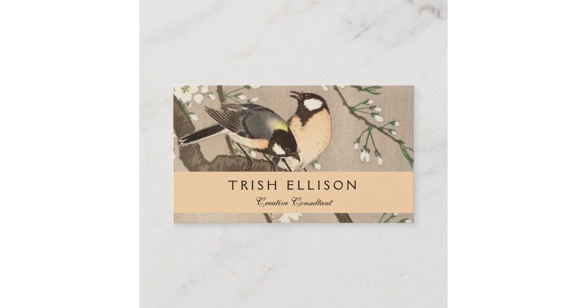 Japanese Asian Koson Bird Chickadee Songbird Business Card | Zazzle