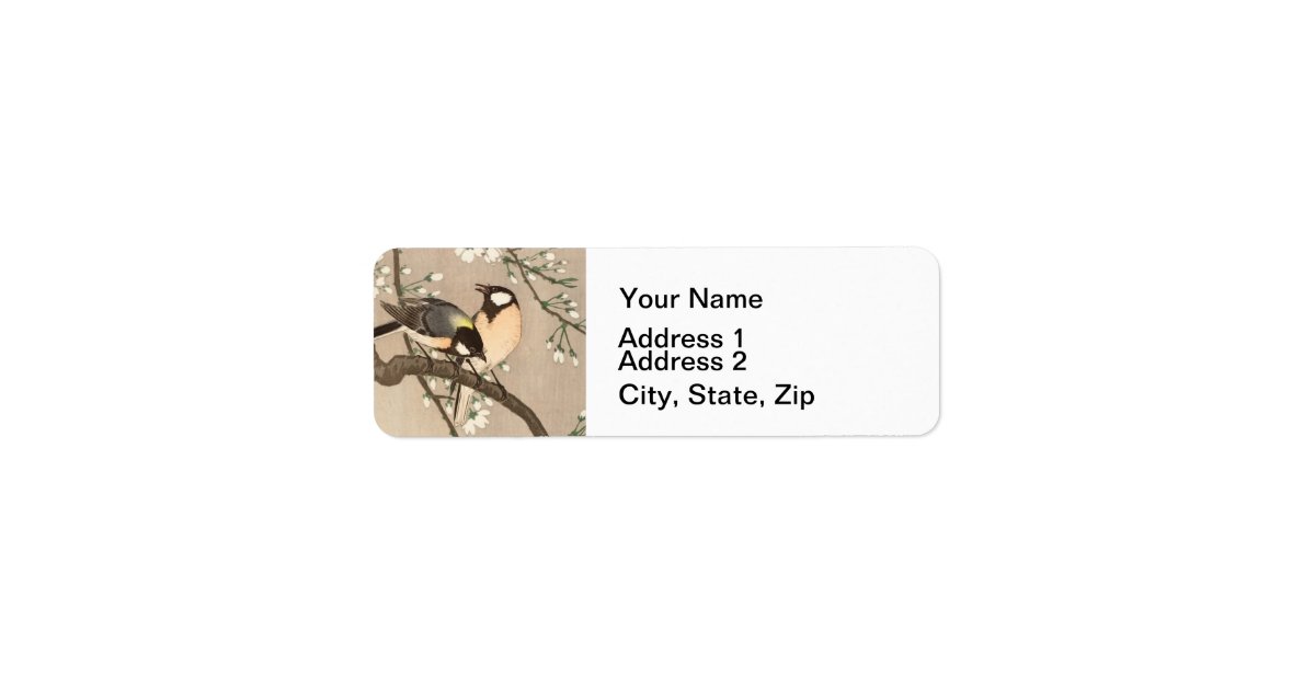 Japanese Asian Koson Bird Chickadee Songbird Label | Zazzle