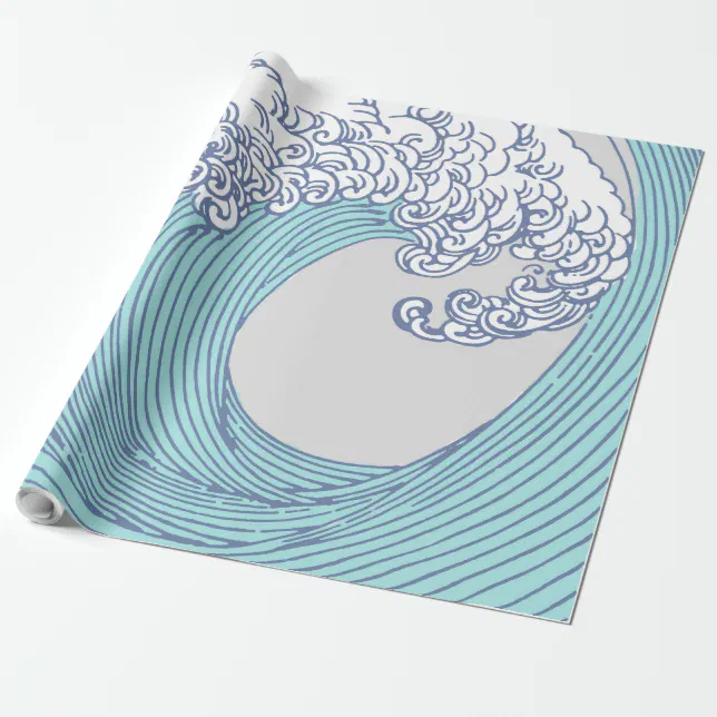 Japanese Asian Surf Wave Art Ocean Art Wrapping Paper | Zazzle