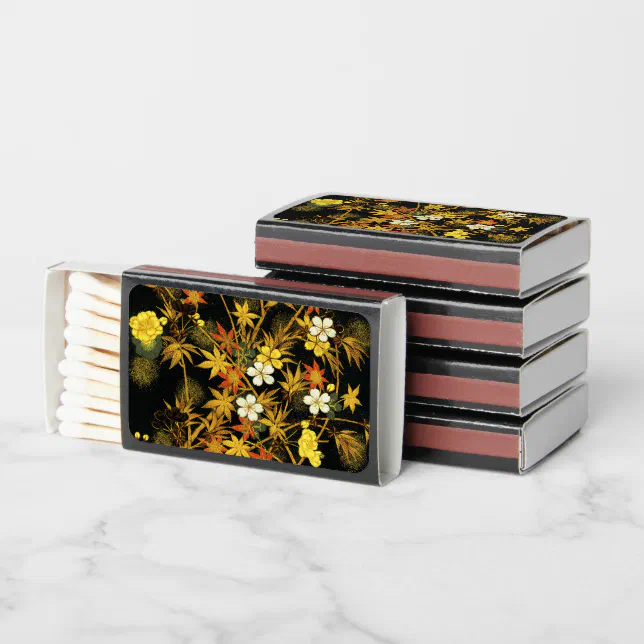 Japanese Autumn Leaves Antique Rich Classic Art Matchboxes | Zazzle