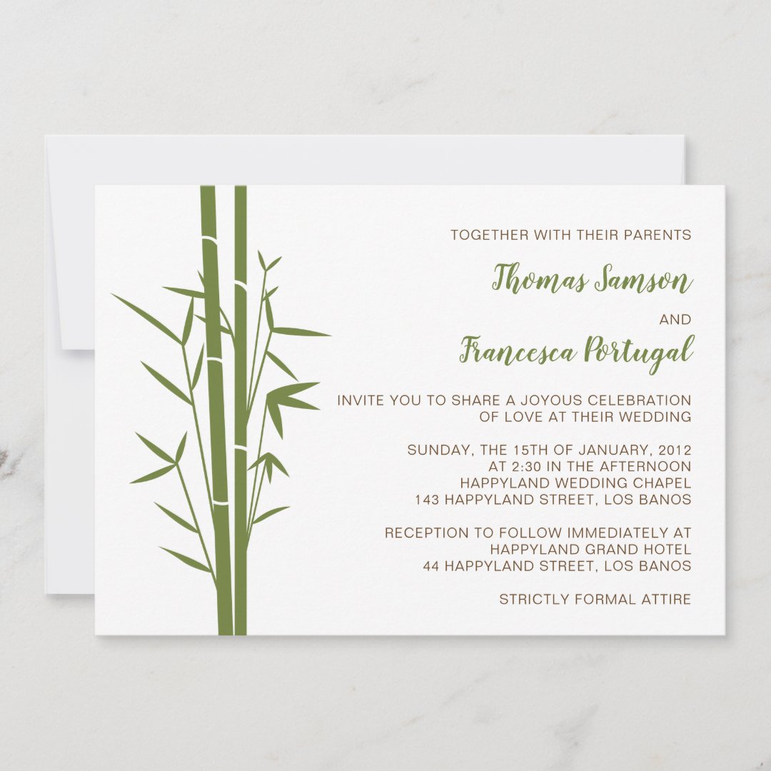 Japanese Bamboo Wedding Invitation | Zazzle
