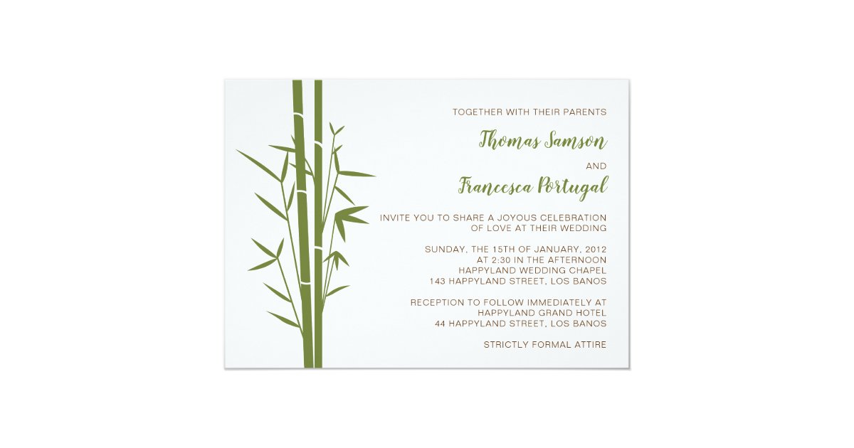 Japanese Bamboo Wedding Invitation | Zazzle.com