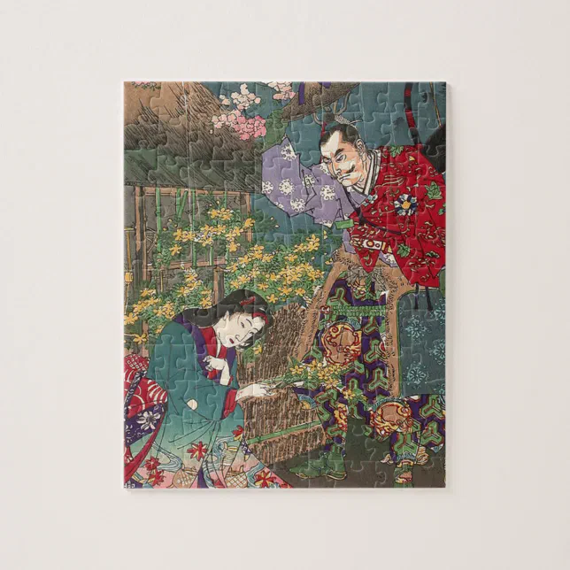Japanese Beautiful Geisha Samurai Art Jigsaw Puzzle | Zazzle