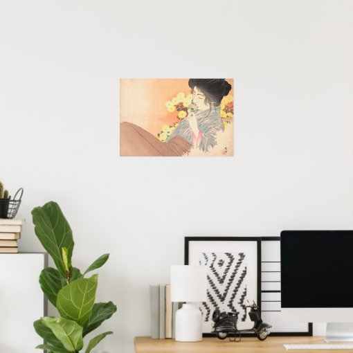 Japanese beauty with flower geisha maiko tattoo poster | Zazzle