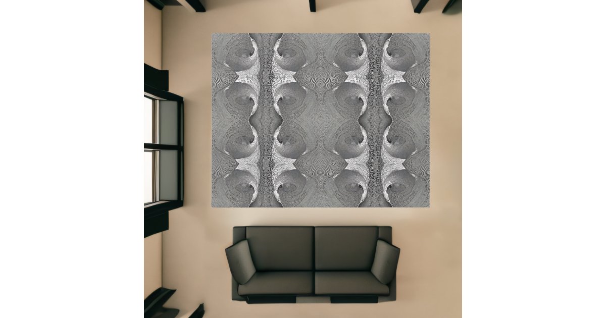 Japanese Black and White Wave Pattern Rug | Zazzle