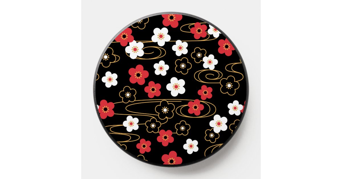 Japanese Black Sakura Cherry Blossom Flowers PopSocket | Zazzle