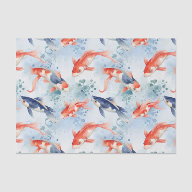 Japanese Blue Koi Fish Decoupage Tissue Paper | Zazzle
