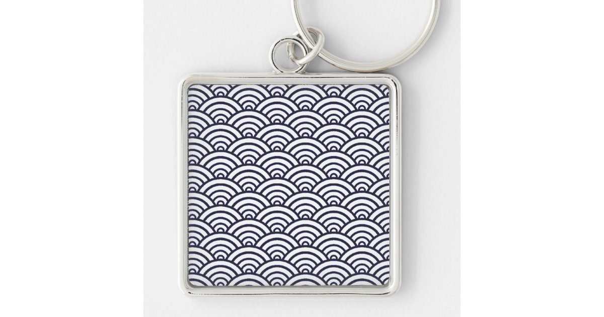 Japanese Blue Waves Seigaiha Sea Keychain | Zazzle