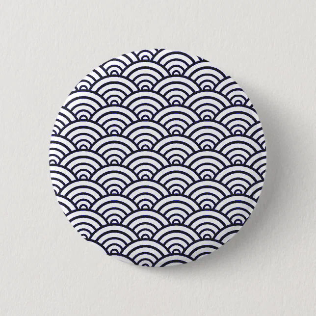 Japanese Blue Waves Seigaiha Sea Pinback Button | Zazzle