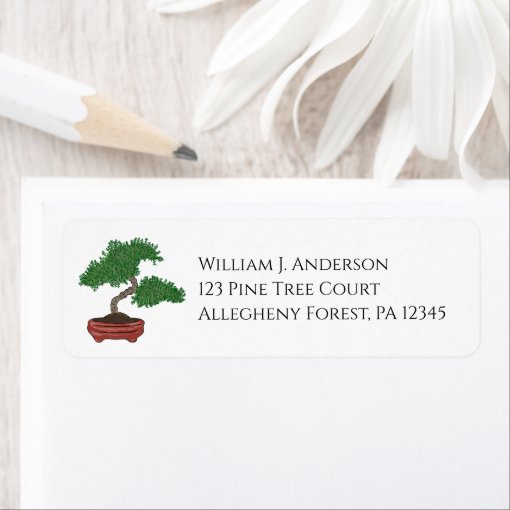 Japanese Bonsai Tree Return Address Labels | Zazzle