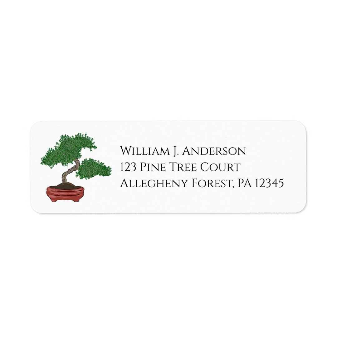 Japanese Bonsai Tree Return Address Labels | Zazzle